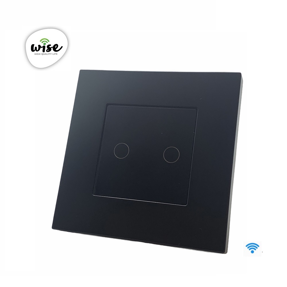WISE pametni prekidač – 2 tastera, PVC mat panel crni
