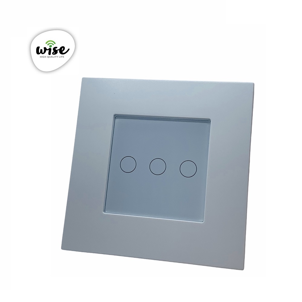 WISE Prekidač na dodir – 3 tastera, PVC mat panel beli