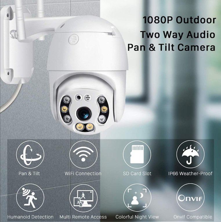 IP WiFi PTZ kamera spoljna 360 vodootporna 1080P dve antene