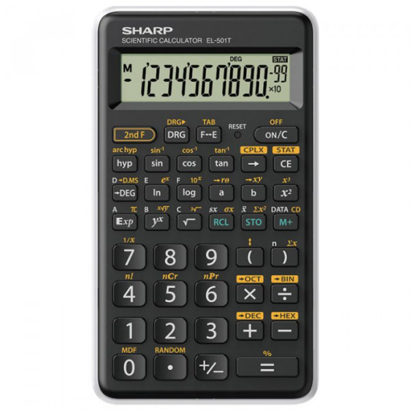 Kalkulator tehnički 10 plus 2mesta 146 funkcija sharp el-501t-wh crno beli