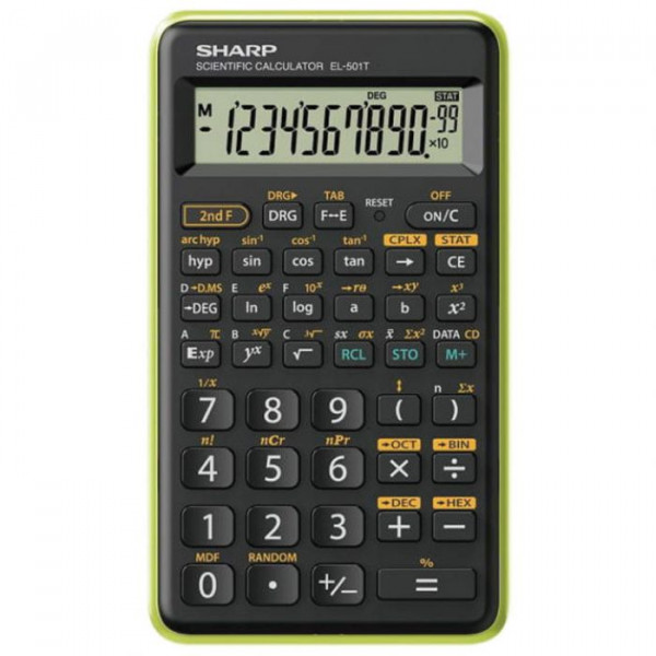 Kalkulator tehnički 10 plus 2mesta 146 funkcija sharp el-501tb-gr crno zeleni blister