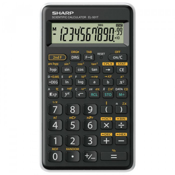 Kalkulator tehnički 10 plus 2mesta 146 funkcija sharp el-501tb-wh crno beli blister