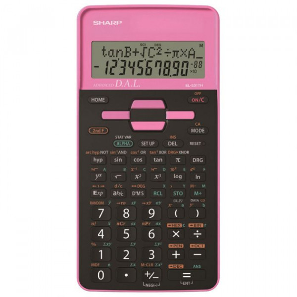 Kalkulator tehnički 10mesta 273 funkcije sharp el-531thb-pk crno roze blister