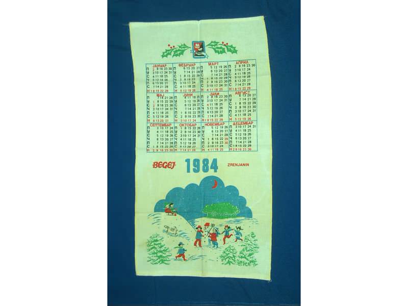 tekstilni zidni kalendar 1984, Begej Zrenjanin