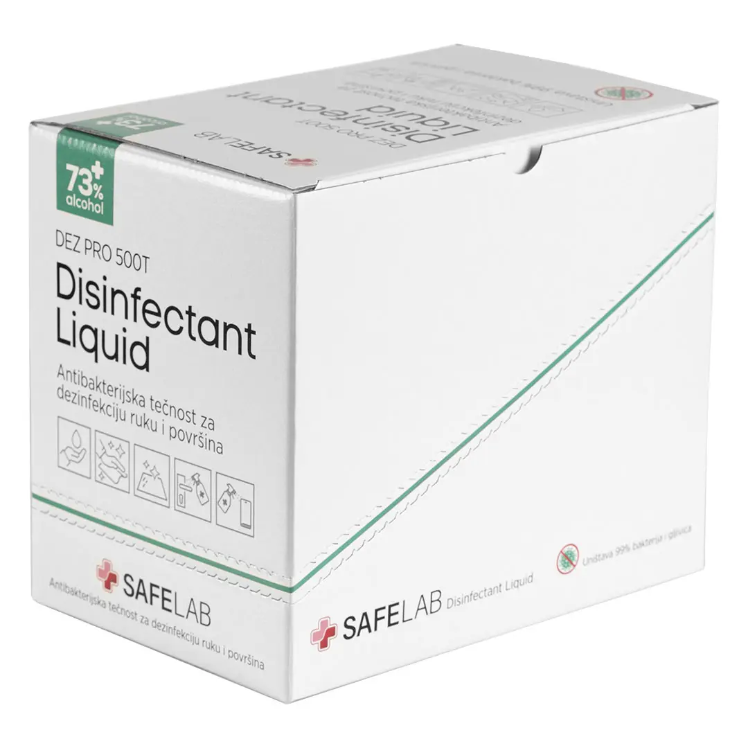 SAFELAB - DEZ PRO 500T
Antibakterijska tečnost za dezinfekciju, 500 ml