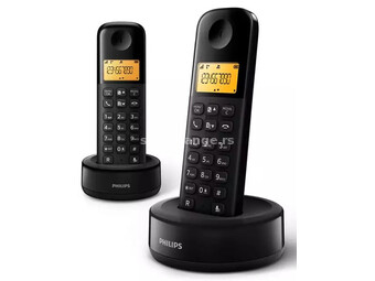 Fiksni bezicni telefon sa dve slusalice Philips D160 DUO Ekran 1.6inc, Black