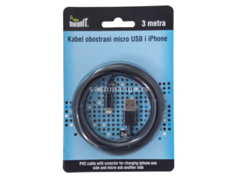 USB kabl sa micro USB i iPhone priključkom, 3 met - KABEL MICROUSB / iPHONE MeanIT