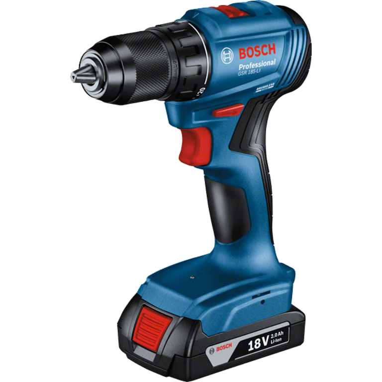 Bosch Akumulatorska bušilica – odvrtač GSR 185 Li 18V 2×2,0 Ah + kofer, 06019K3000