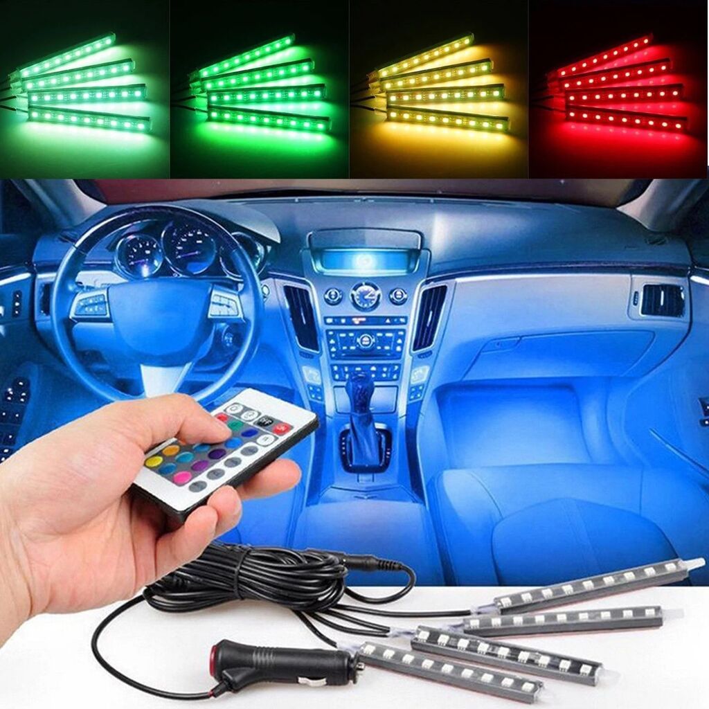 LED RGB Unutrašnja Auto Svetla + Daljinski  Jednostavna instalacija i