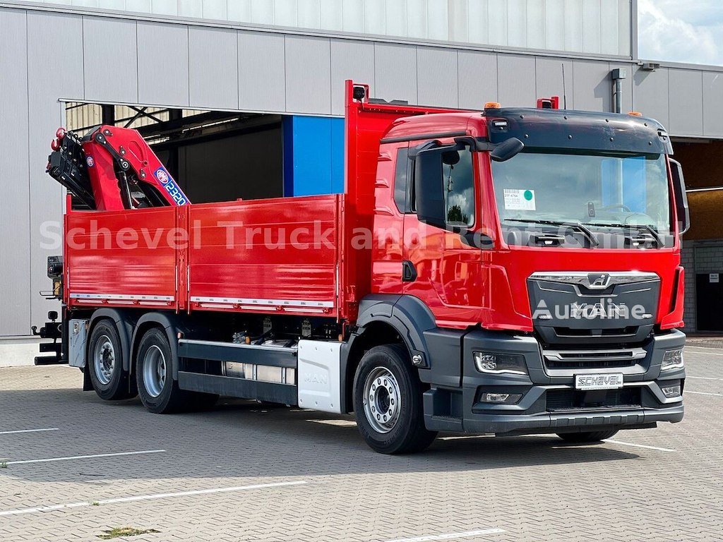 Novi MAN TGS 26.430 6x2-4 Baustoff HMF 2320K-4 Lenk/Lift kamion s ravnom platformom