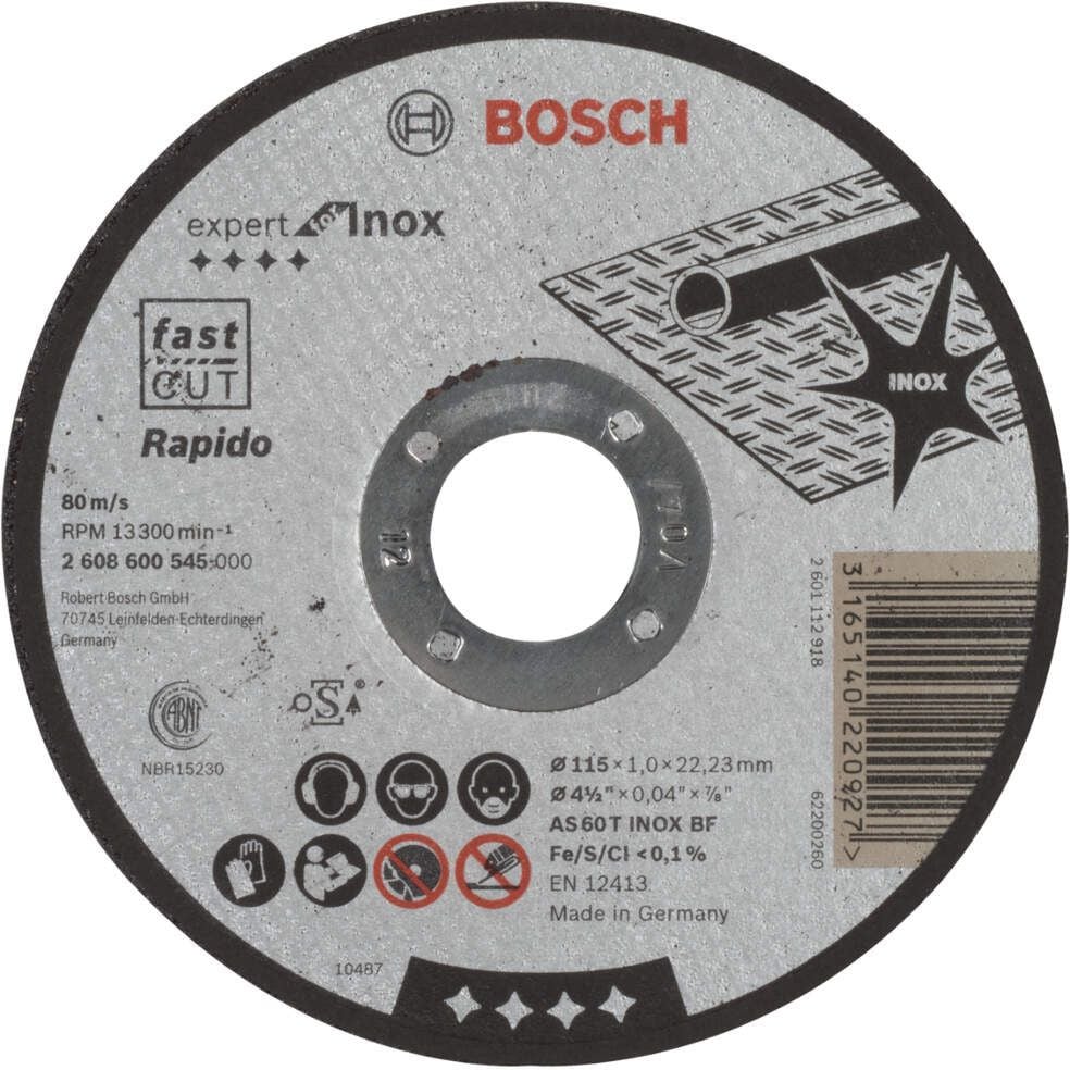 Rezna ploča za inox Expert Rapido AS 60 T INOX BF, 115x1.0mm BOSCH