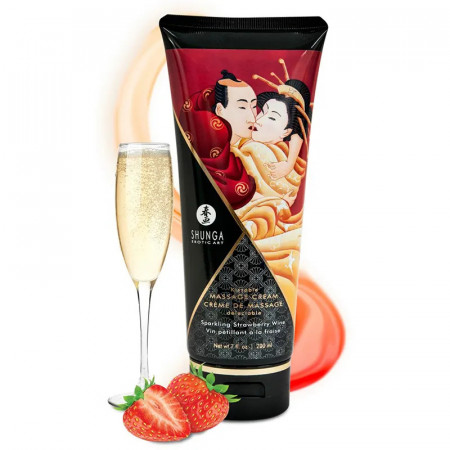 Krema za masažu sa ukusom šampanjca i jagode | Shunga Kissable Massage Sparkling Strawberry Wine
