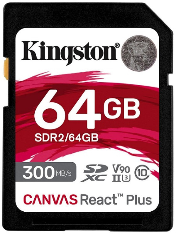 64GB SDXC, Canvas React Plus, Professional, Class 10 UHS-II U3 V90, Up to 300MB/s read and 260MB/s write, for Full HD/2K/4K/8K ( SDR2/64GB )
