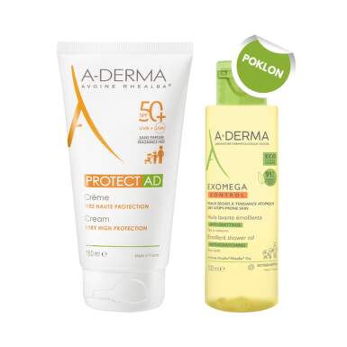 A-Derma Protect AD Krema SPF50+ 150 ml + Exomega Ulje, 100 ml GRATIS