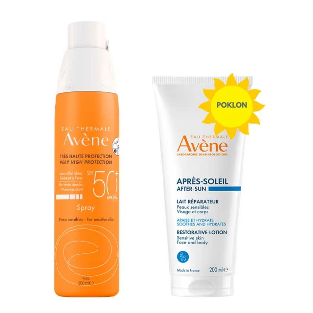 Avene Sun Sprej SPF50+ 200 ml + Mleko posle sunčanja, 200 ml GRATIS