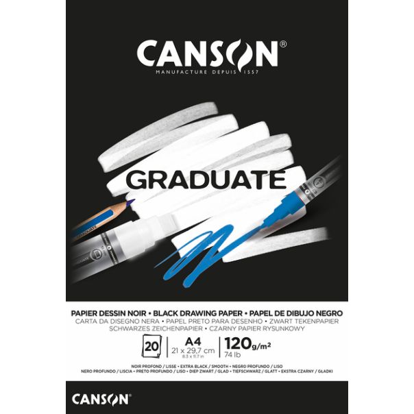 CANSON Blok a4 120g 20 lista black paper 400110386