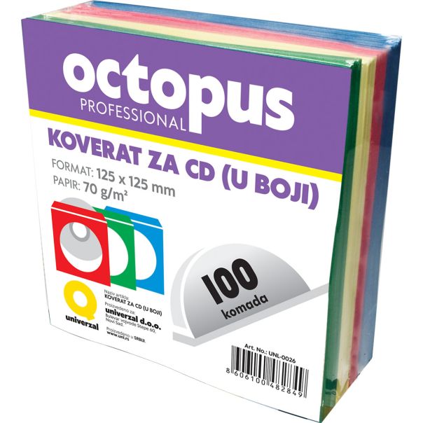 OCTOPUS Koverat za cd 100/1 boja sa prozorom octopus