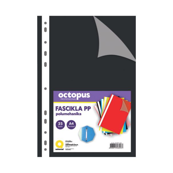 OCTOPUS Fascikla A4 polumehanika sa 11 rupa 25/1 crna unl-1819