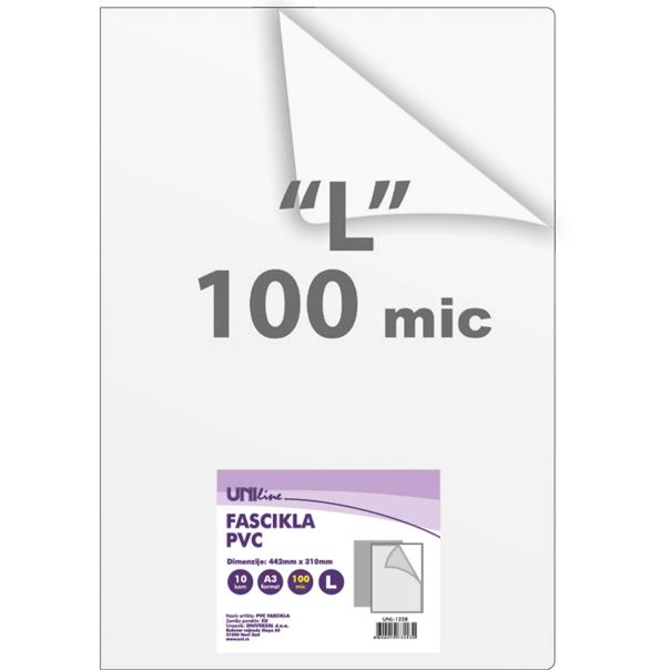 UNI LINE Fascikla a3 10/1 l 100 microna uni-line unl-1228