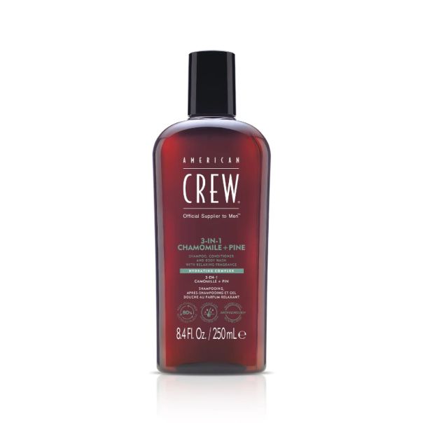 AMERICAN CREW Gel za tuširanje, Šampon za kosu i Regenerator za kosu RELAXING, 3u1, 250 ml