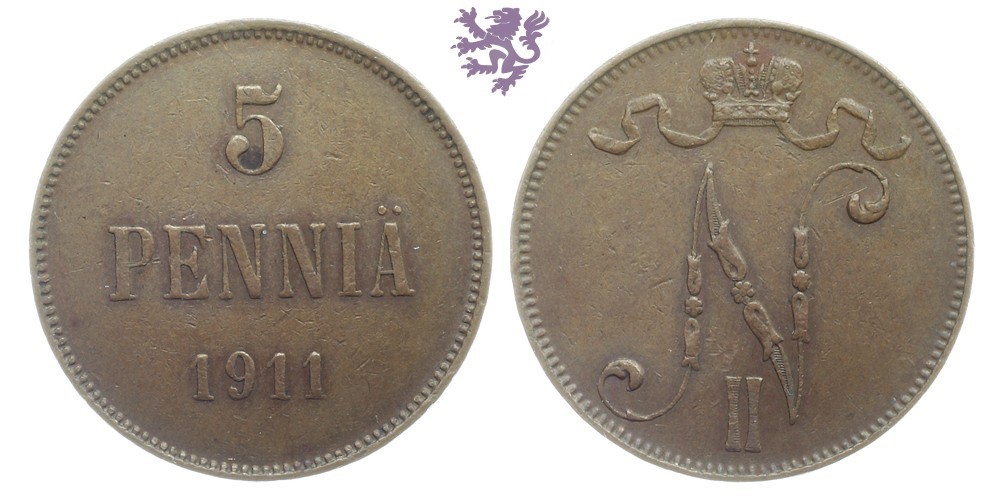 5 Penniä, 1911.