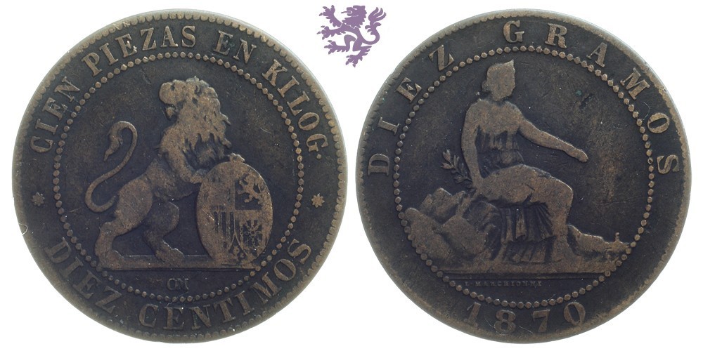 10 Centimos, 1870 OM