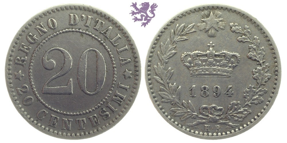 20 Centesimi, 1894.KB Umberto I