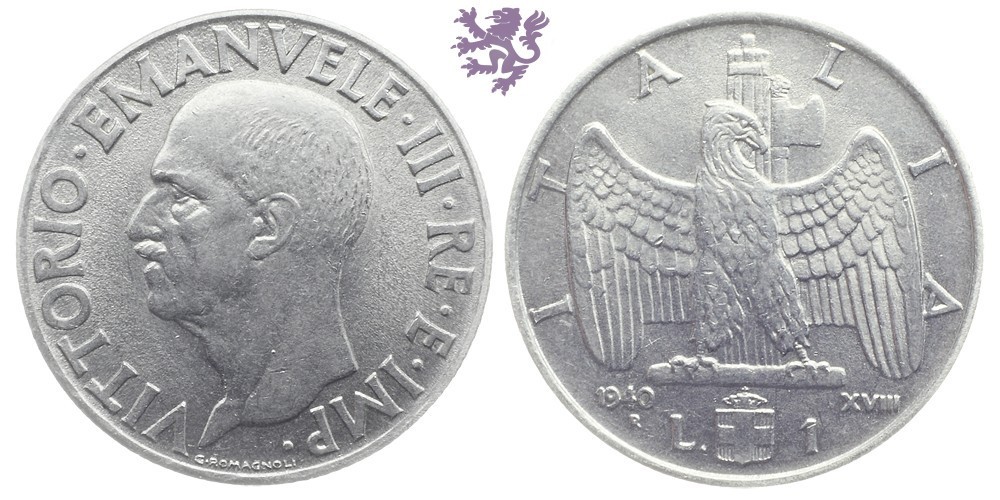 1 Lira, 1940. Vittorio Emanuele III