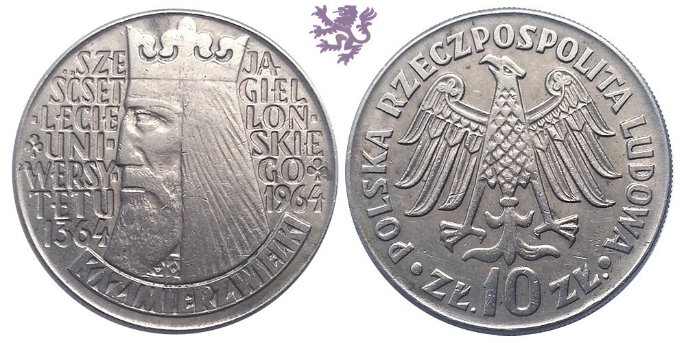 10 Zlotych, 1364 - 1964., Jagiellonian University