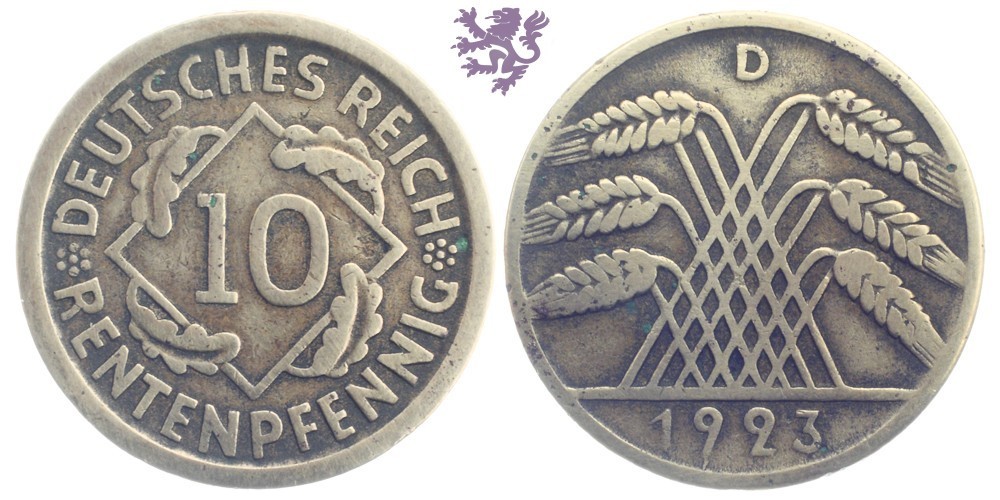 10 Rentenpfennig, 1923.