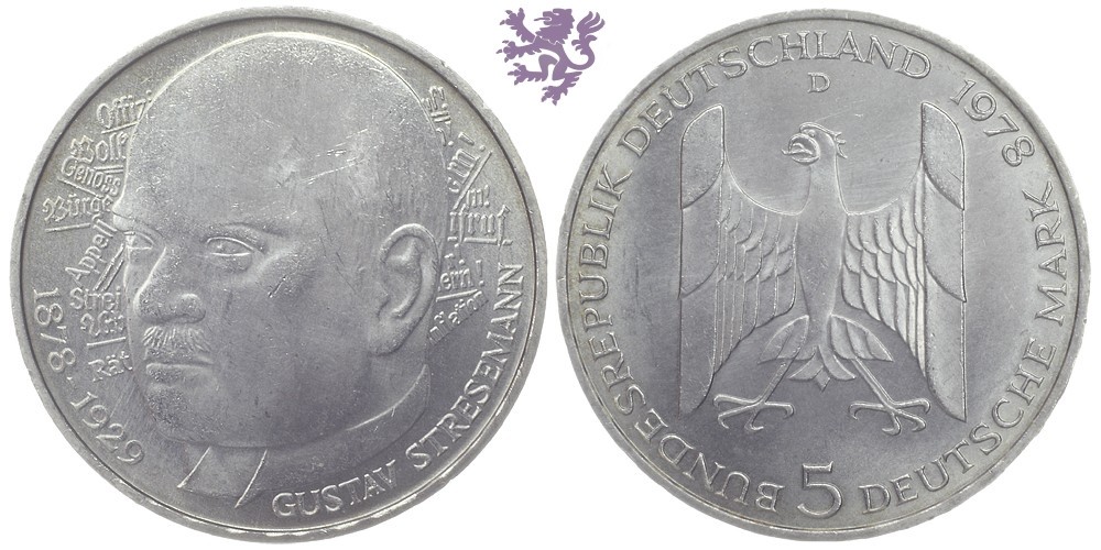 5 mark, 1978. Gustav Stresemann