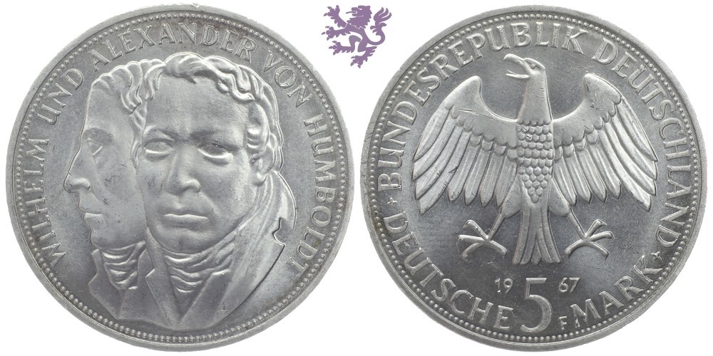 5 mark, 1967. Wilhelm and Alexander