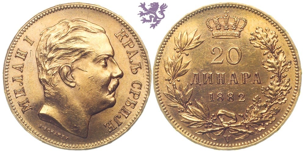 20 dinara, 1882.
