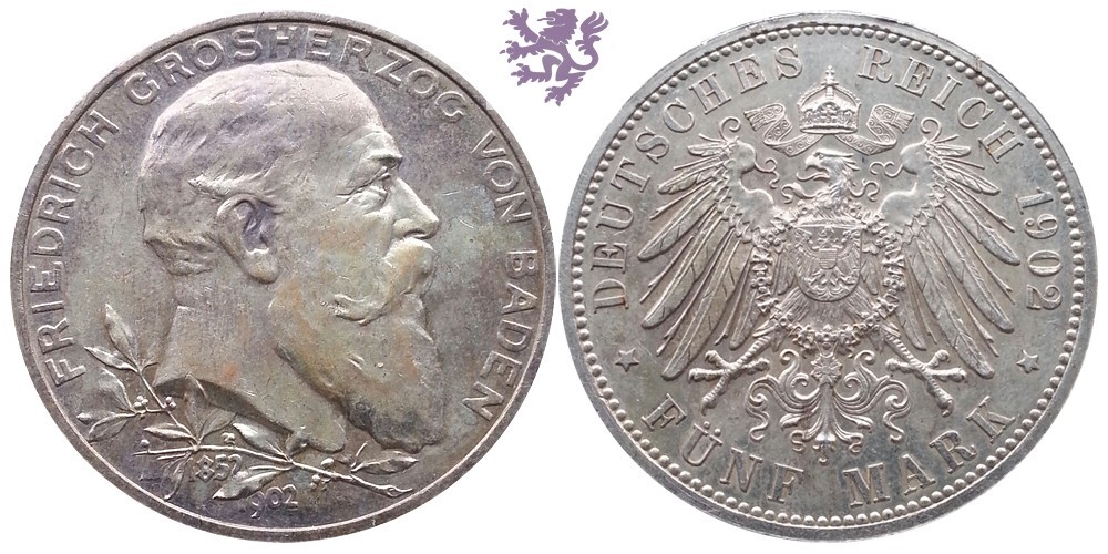 5 mark, 1902. Friedrih Groshezog Von Baden