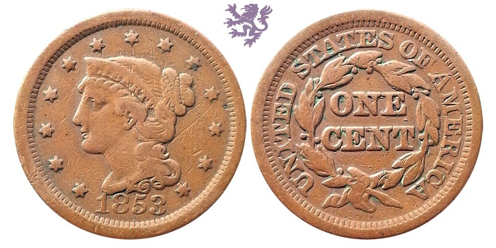 1 cent, 1853.