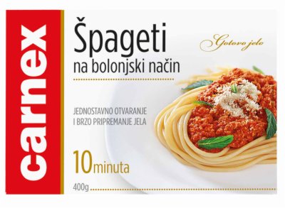 SPAGETE BOLONJEZ CARNEX 400G
SPAGETE BOLONJEZ CARNEX 400G