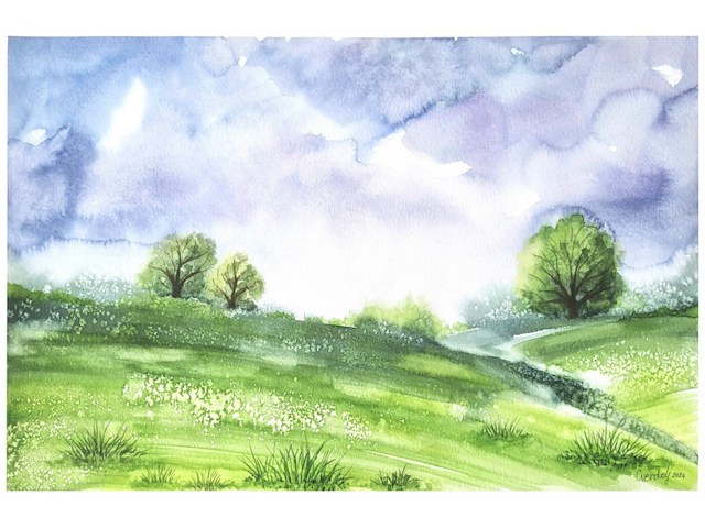 `Prolećni dan` akvarel