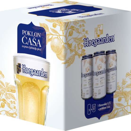 Pivo svetlo HOEGARDEN 3x0,5l+časa