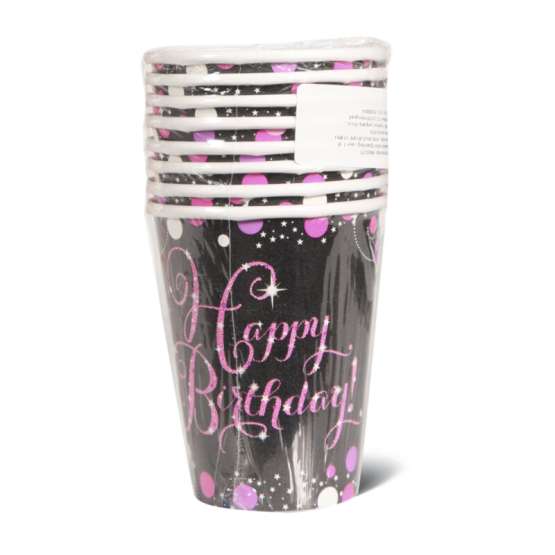 Čaša AMSCAN Sparkl Bday Pink 1/8 266ml