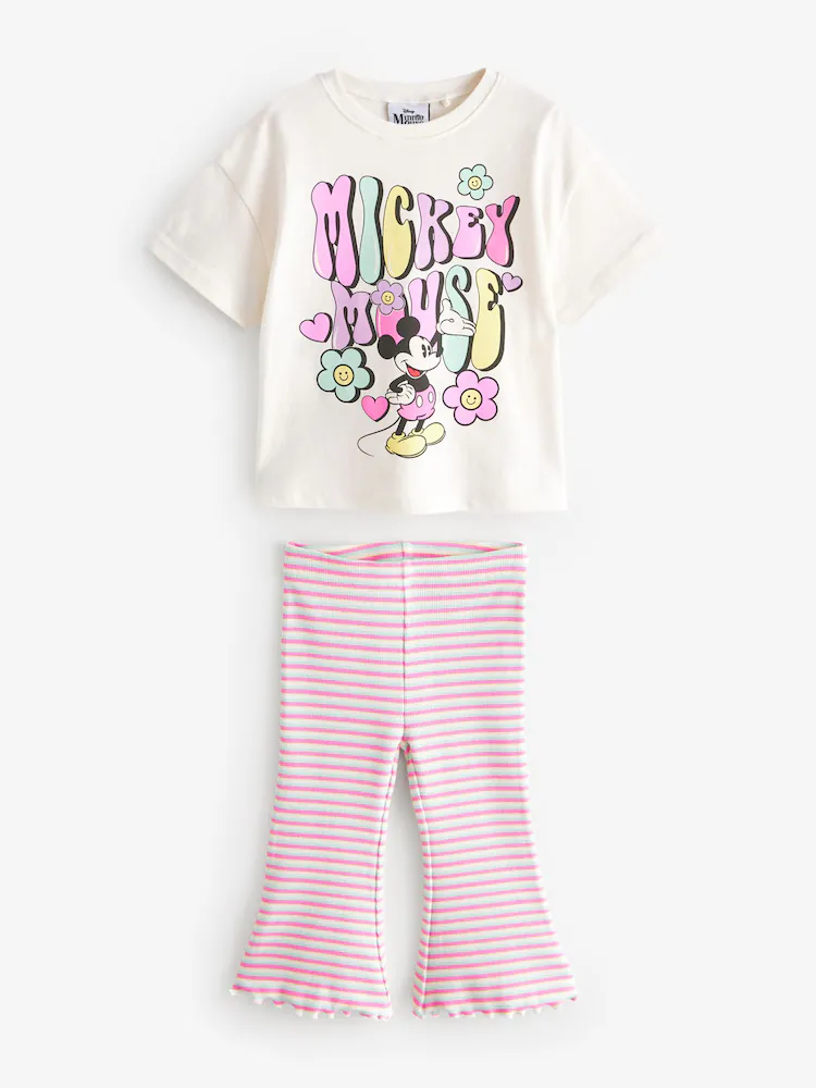 Bright Pink 100% Cotton Disney Minnie Mouse T-Shirt and Flare Leggings Set (3mths-7yrs)