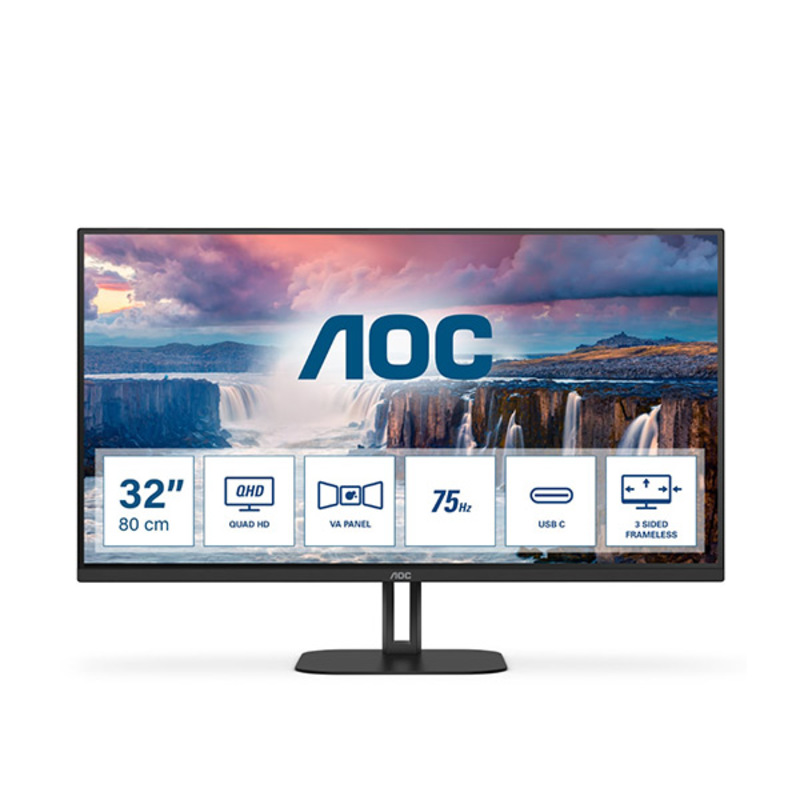Monitor Aoc Q32V5CE/BK 32"/VA/2560x1440/75Hz/4ms GtG/HDMI,DP,USB/freesync/zvučnici/crna