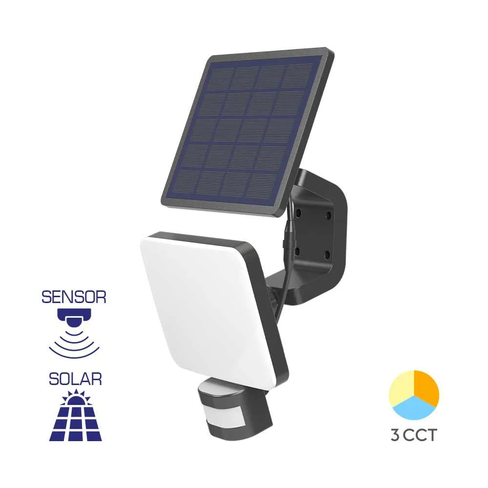 SENZOR LED SVETILJKA SOLARIS W2 CRNA 15W 3IN1 IP54 SOLAR