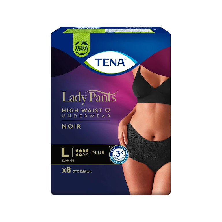 TENA® Lady Crne Gacice za Inkontinenciju L 8 Komada