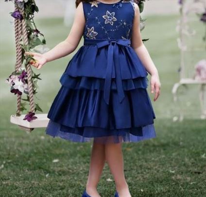 Teget plava svečana haljina za decu