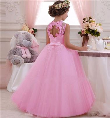 Roze duga svecana haljina za devojcice