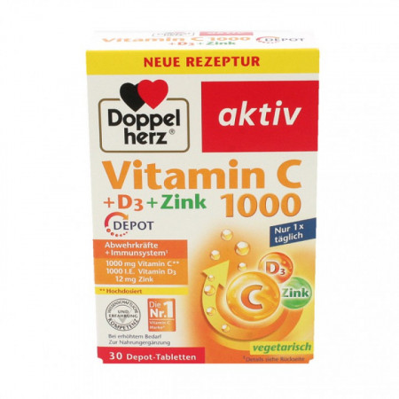 Doppelherz aktiv vitamin C + D3 + cink 30 tableta