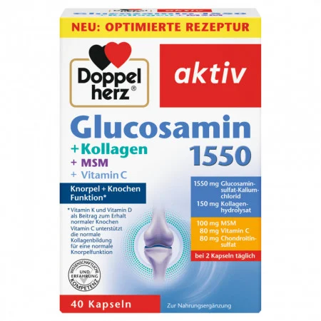 Doppelherz aktiv glukozamin 1550 + kolagen + msm + vitamin C 40 kapsula