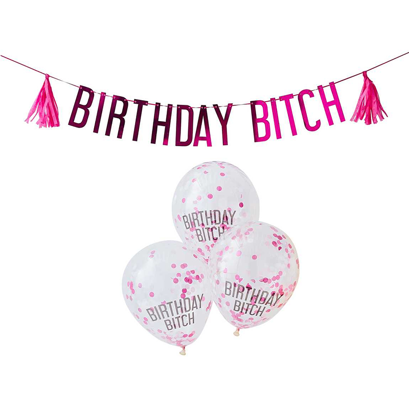 Set Birthday Bitch – baner i baloni