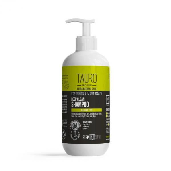 Tauro Pro Line Pure Ultra Natural White Coat Care Deep Clean Shampoo 1 l