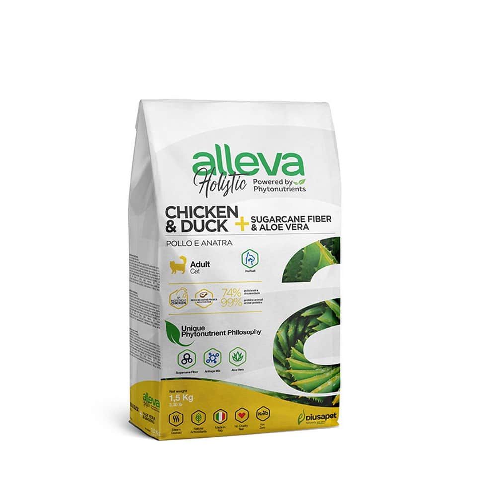 Alleva Holistic Cat Adult Chicken & Duck + Sugarcane Fiber & Aloe Vera Hairball 1.5 kg